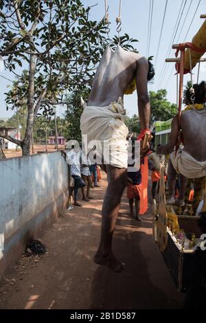 Tamil Hindu devotee with body piercings and facial skewers as an act of ...