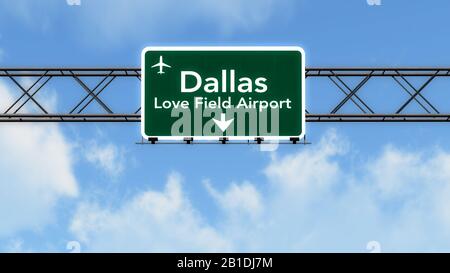 Dallas Love Field USA International Airport Highway Road Sign 2D ...