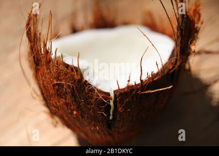 fresh chopped coconut with white tender flesh Stock Photo - Alamy