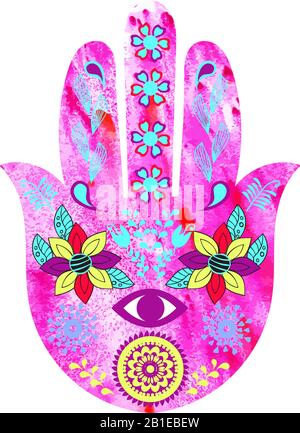 Hand of Fatima sign. Hamsa hand simbol, amulet, talisman in vector ...