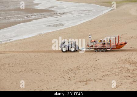 A Talus MB-764 amphibious tractor at the RNLI lifeboat station in ...