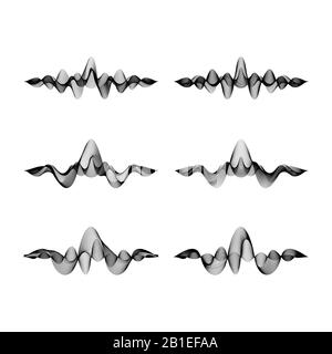 set of waveforms isolated on white background, vector illustration ...