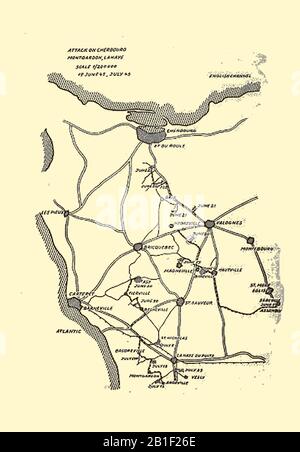 Montebourg, France. A map of the Second World War. Montebourg was ...