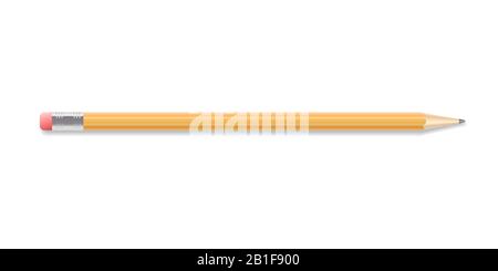 Realistic drawing pencil with rubber end. Sharpened detailed graphic ...