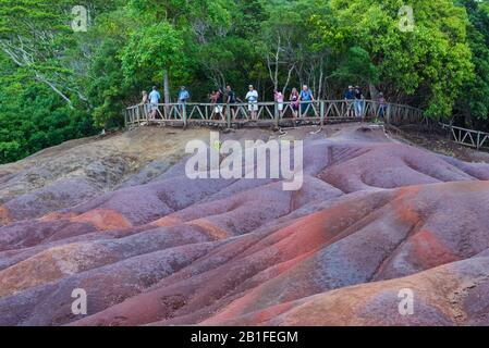 The iconic Seven Colored Earths of Chamarel, Mauritius. This natural ...