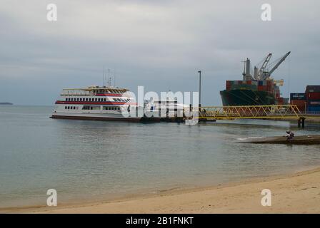 Tanzania, Dar es Salaam. The passenger ferry MV Magogoni crosses the ...