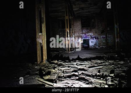 Abandoned Factory at nighttime Stock Photo - Alamy
