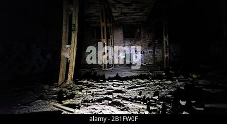 Abandoned Factory at nighttime Stock Photo - Alamy