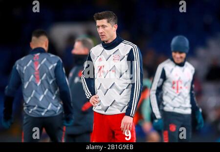 Bayern Munich’s Robert Lewandowski warms up before the match Stock ...