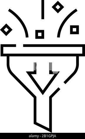 data filtering line icon, outline symbol, vector illustration, concept ...