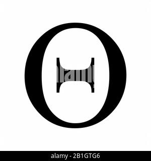 Theta greek letter, uppercase. Theta symbol, black isolated vector ...