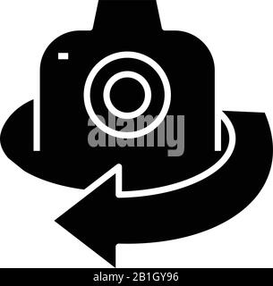 Full camera rotation black glyph manual label icon Stock Vector Image ...