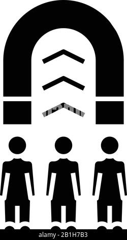 Attracting clients black icon, concept illustration, vector flat symbol ...