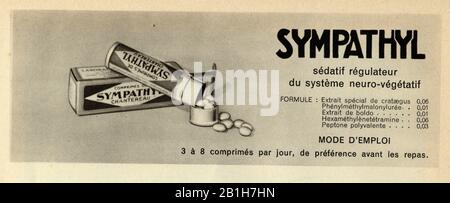 Publicité ancienne SYMPATHYL sédatif régulateur du système neuro ...