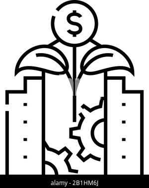 Business expansion icon linear logo mark set collection in black and ...