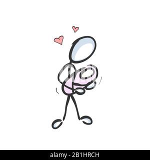 family baby care father man with baby at medical hospital room cartoon ...