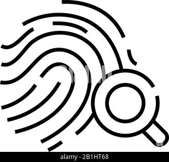 Fingerprint scanning line icon. Biometrics concept. Security sign ...