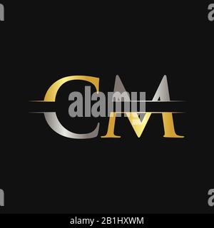 CM Creative Modern Logo Design Vetor with Orange and Black Colors ...