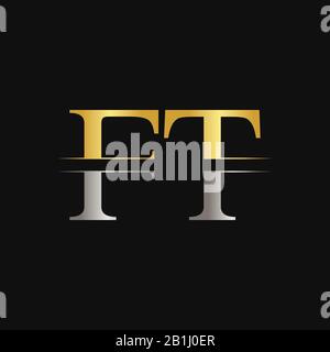 gold black alphabet letter ft f t logo combination design suitable for ...