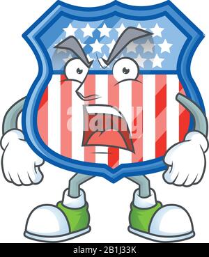 Cute funny shield badges USA with star cartoon character having a board ...