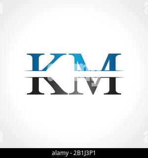 Initial KM letter Logo Design vector Illustration. Abstract Letter KM logo Design Stock Vector ...