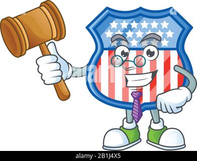 A wise Judge shield badges USA with star in comic strip character ...