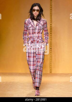 Model Chu Wong walks on the runway during the Ralph Lauren Fashion Show ...