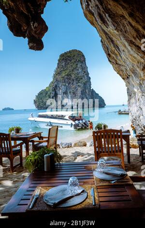 Krabi Thailand January 2020, Restaurant the Grotto on Railay beach with ...