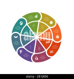 Infographic circular cyclic process 6. Template from colored pie charts ...