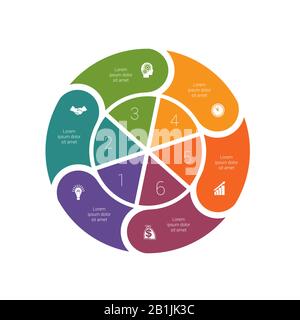 Infographic circular cyclic process 8. Template from colored pie charts ...