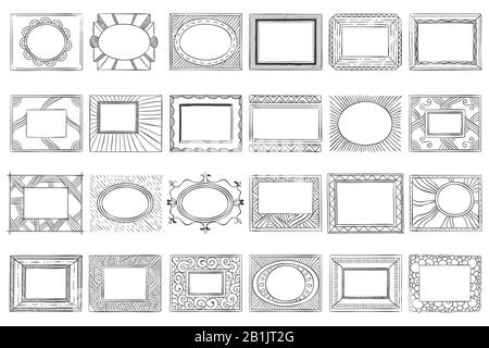 Set of picture or mirror rectangle frames with zigzag borders ...