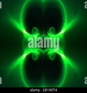 green circular wave glow. kaleidoscope lighting effect. abstract ...