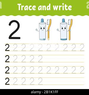 Numbers 1, 2, 3 tracing practice worksheet for kids Stock Vector Image ...