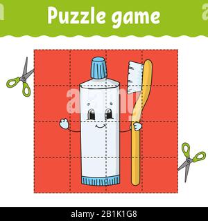 Toothpaste. Logic puzzle game. Learning words for kids. Find the hidden ...
