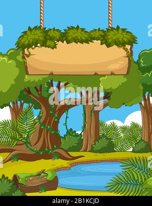 Scene with wooden signs in the woods illustration Stock Vector Image ...