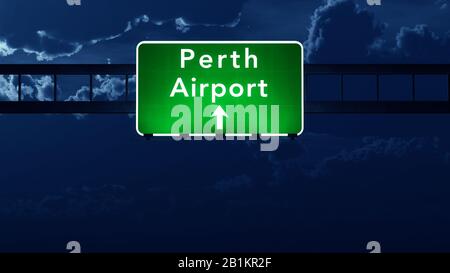 Perth Australia Airport Highway Road Sign 3D Illustration Stock Photo ...