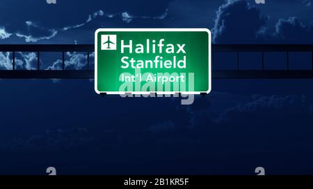 Halifax Stanfield Canada Airport Highway Road Sign at Night 3D ...