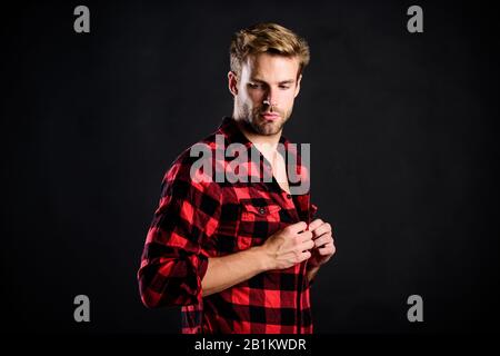 Meaning of modern manliness. Barbershop and beauty salon. Hipster black ...