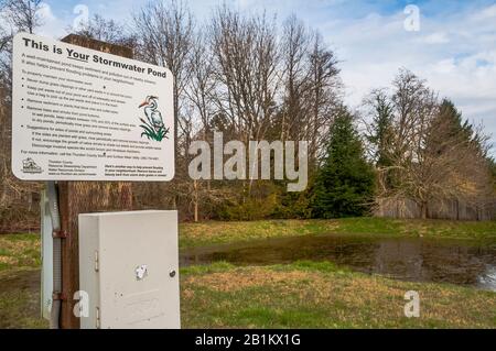 Stormwater Collection Pond Sign Stock Photo - Alamy