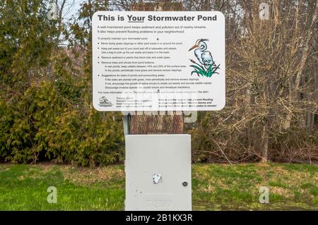 Stormwater Collection Pond Sign Stock Photo - Alamy