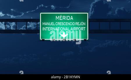 Merida Mexico Airport Highway Road Sign 3D Illustration Stock Photo - Alamy