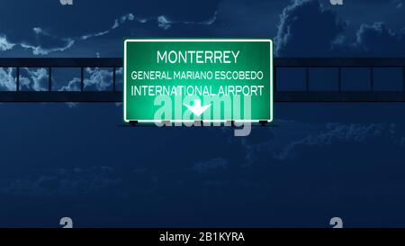 Monterrey Mexico Airport Highway Road Sign 3D Illustration Stock Photo ...