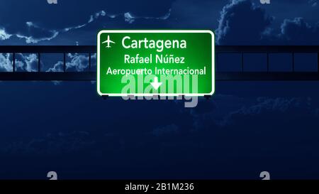 Cartagena Colombia International Airport Highway Sign 2D Illustration ...