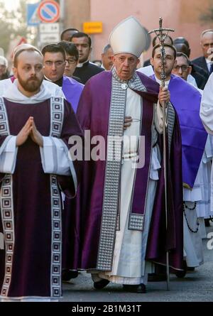 Pope Francis at the Ash Wednesday Penitential Procession to mark the ...