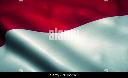 Beautiful Monaco flag waving in the wind with sky background - 3D ...