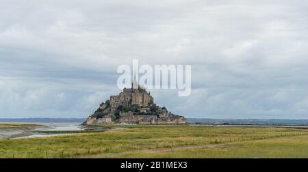 Normandy abbey attraction for vacation tourism in cloudy weather Stock ...