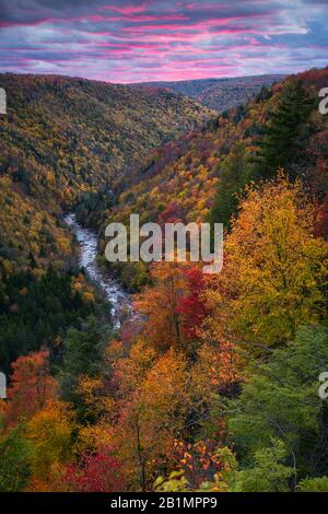 Autumn sunset view from Pendleton Overlook in Blackwater Falls State ...