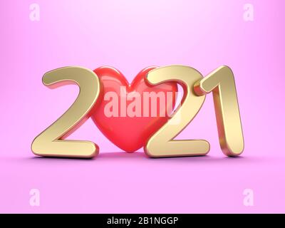 New Year 2020 with heart symbol Creative Design Concept Stock Photo - Alamy