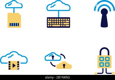 bundle of cloud computing lineal colors style icons Stock Vector Image & Art - Alamy