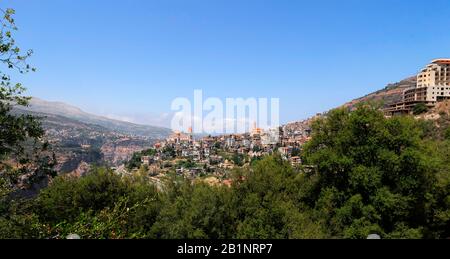 View of Bsharri (Bcharre), Mar Saba Cathedral, and Our Lady of Bsharri ...